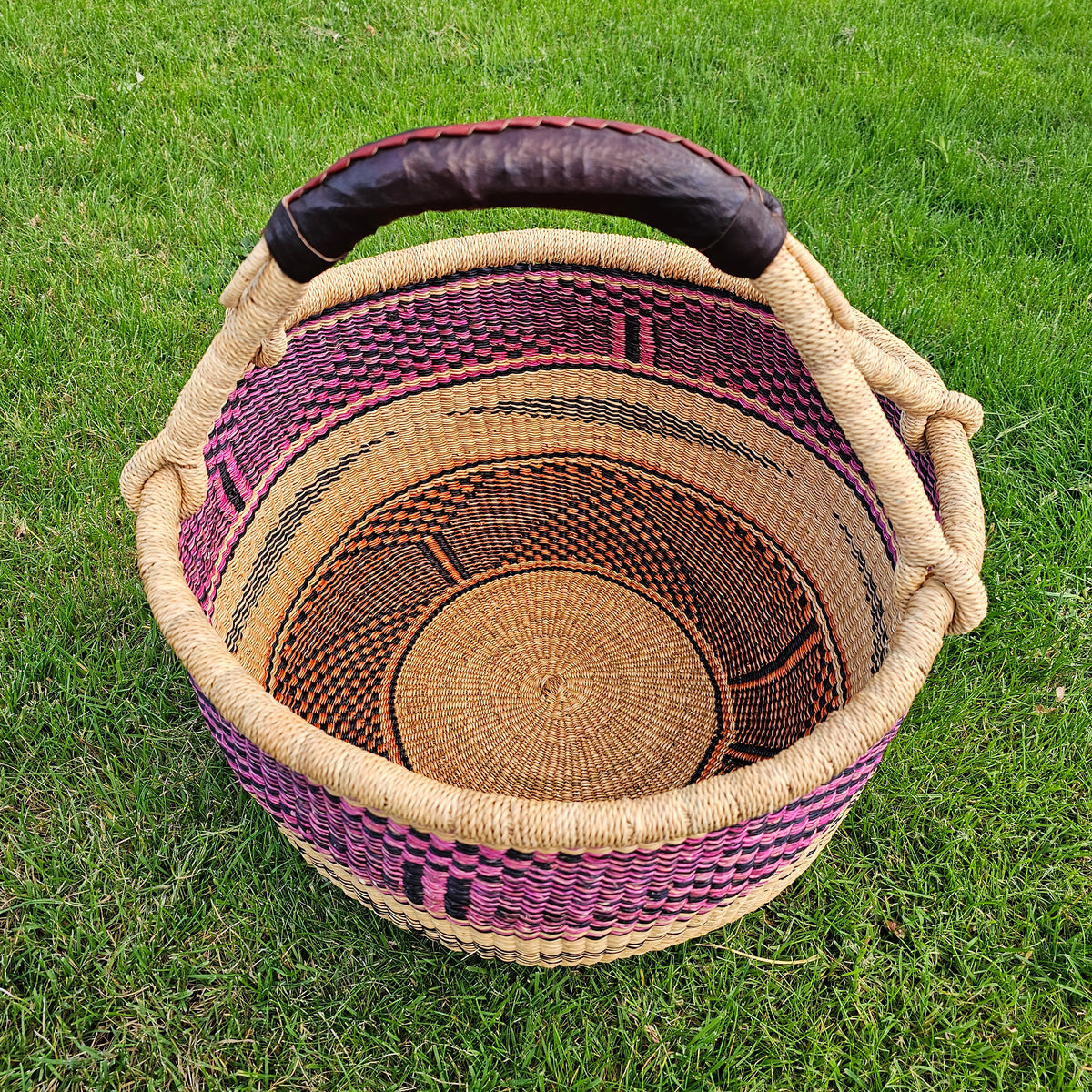 African Large Round Straw basket - Ghana Basket - Bolga Basket – Rufina ...