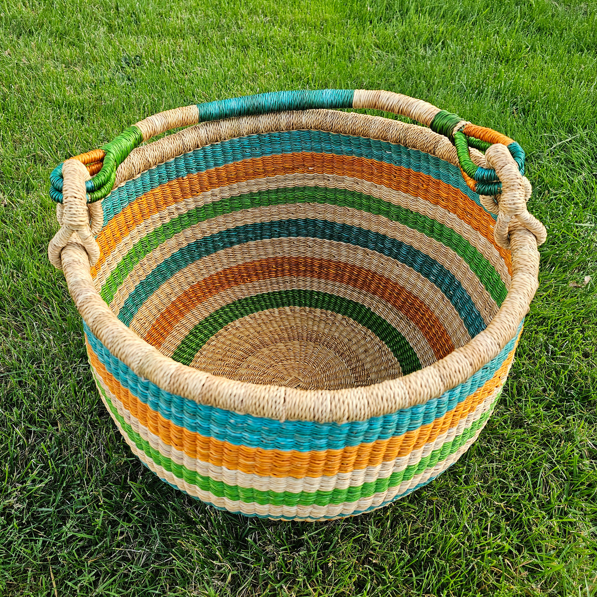 African Large Round Straw basket - Ghana Basket - Bolga Basket – Rufina ...